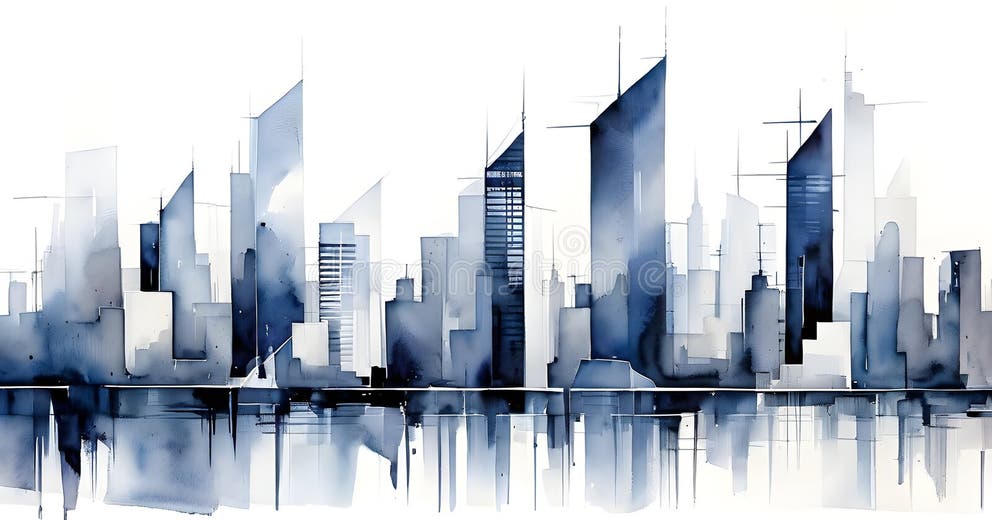 Modern City Skyline Using Clean Lines and Geometric Forms Stock ...