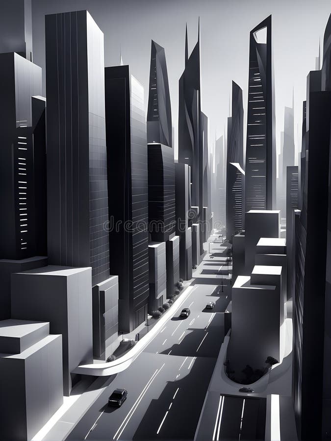 Modern City Skyline Using Clean Lines and Geometric Forms Stock ...