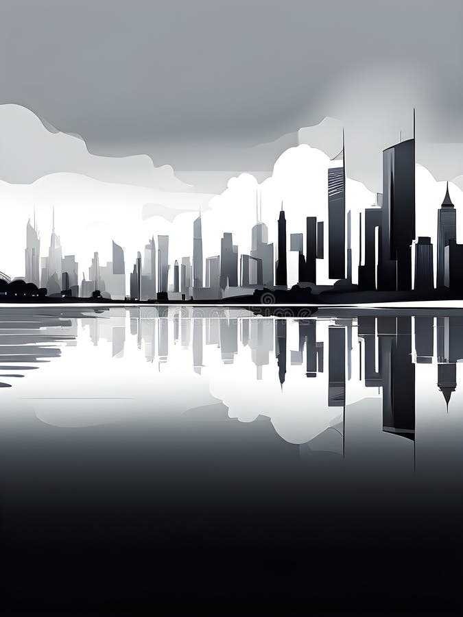 Modern City Skyline Using Clean Lines and Geometric Forms Stock ...