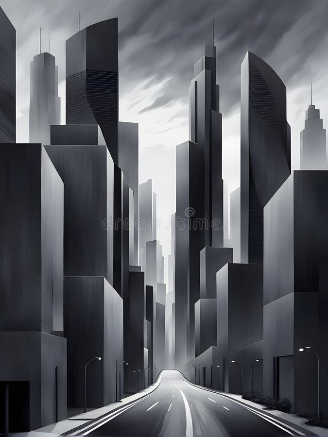 Modern City Skyline Using Clean Lines and Geometric Forms Stock ...