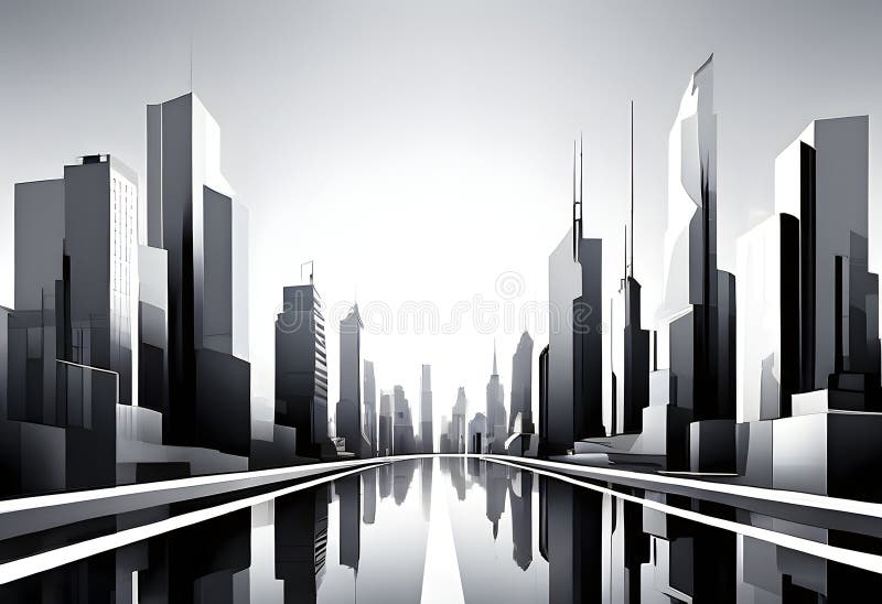 Modern City Skyline Using Clean Lines and Geometric Forms Stock ...