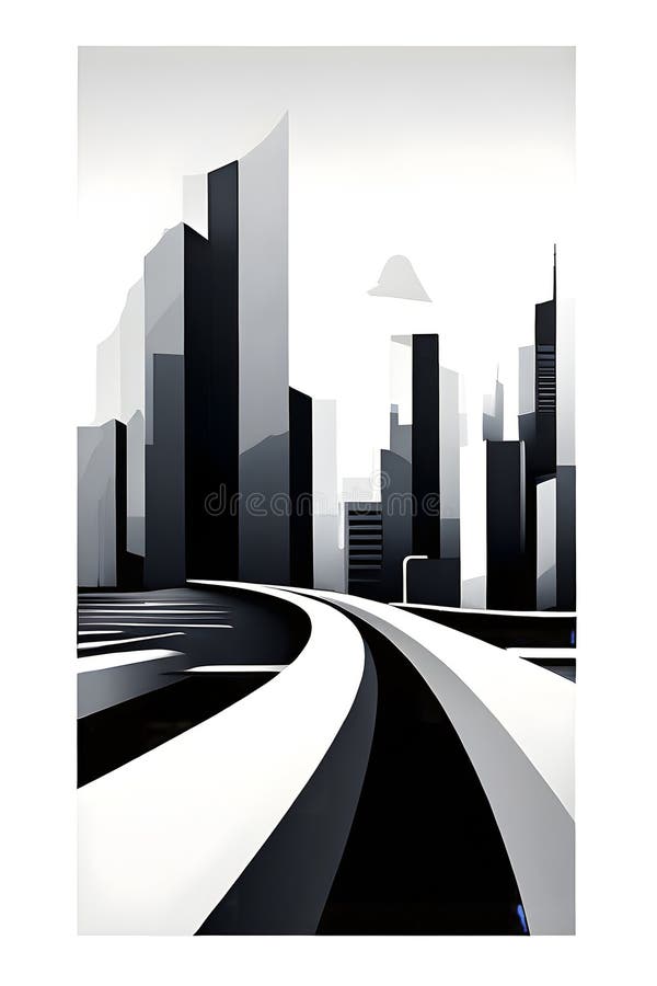 Modern City Skyline Using Clean Lines and Geometric Forms Stock ...