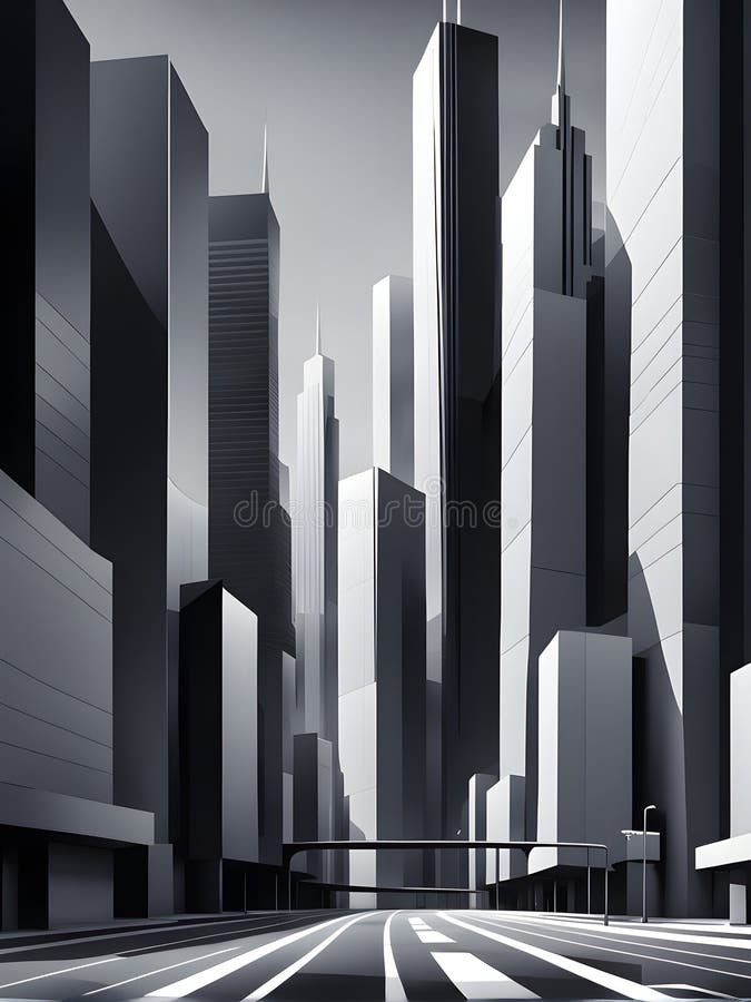 Modern City Skyline Using Clean Lines and Geometric Forms Stock ...