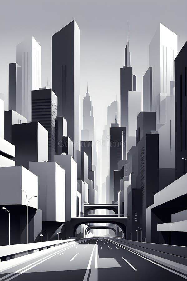 Modern City Skyline Using Clean Lines and Geometric Forms Stock ...