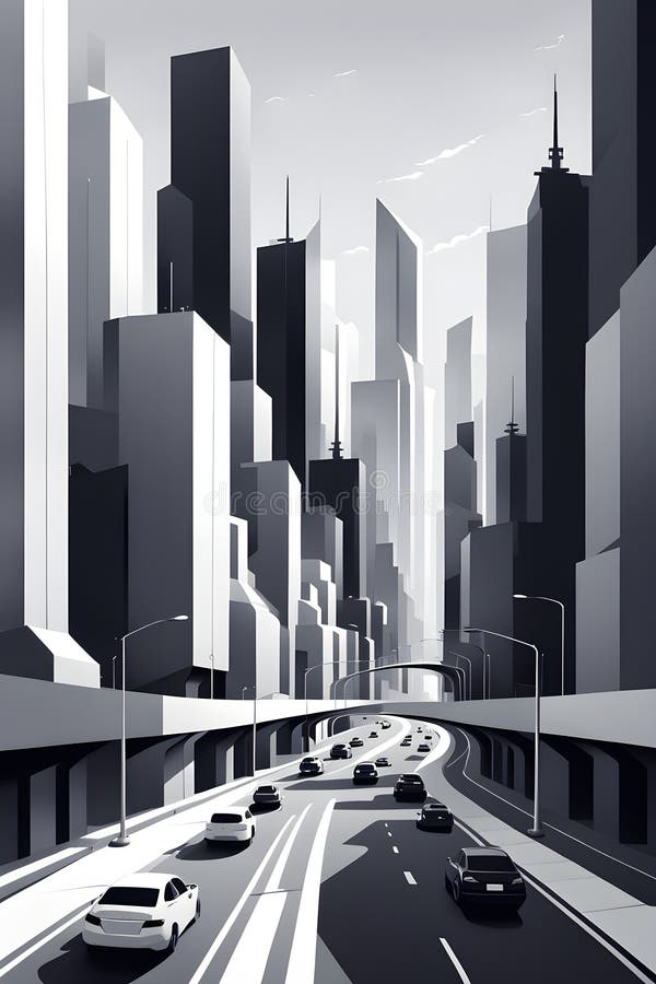 Modern City Skyline Using Clean Lines and Geometric Forms Stock ...