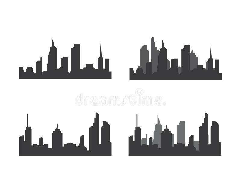 Modern City Skyline Vector Landscape Stock Vector - Illustration of ...