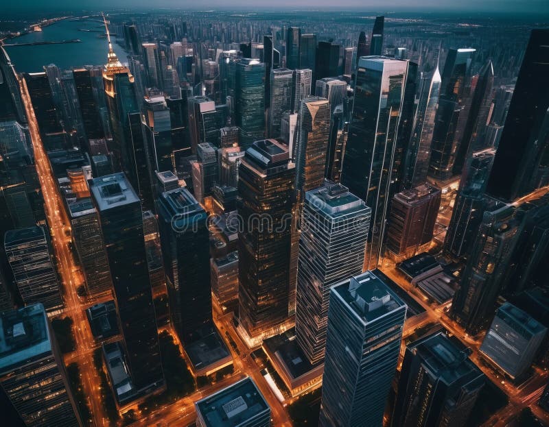 Modern City with Skyscrapers Aerial View Stock Illustration ...