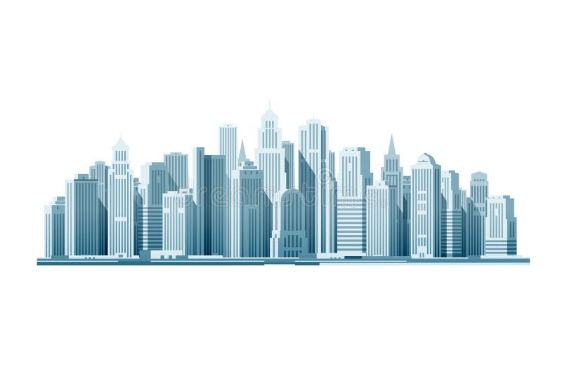 Modern City with Skyscrapers. Construction, Building Icon. Vector ...