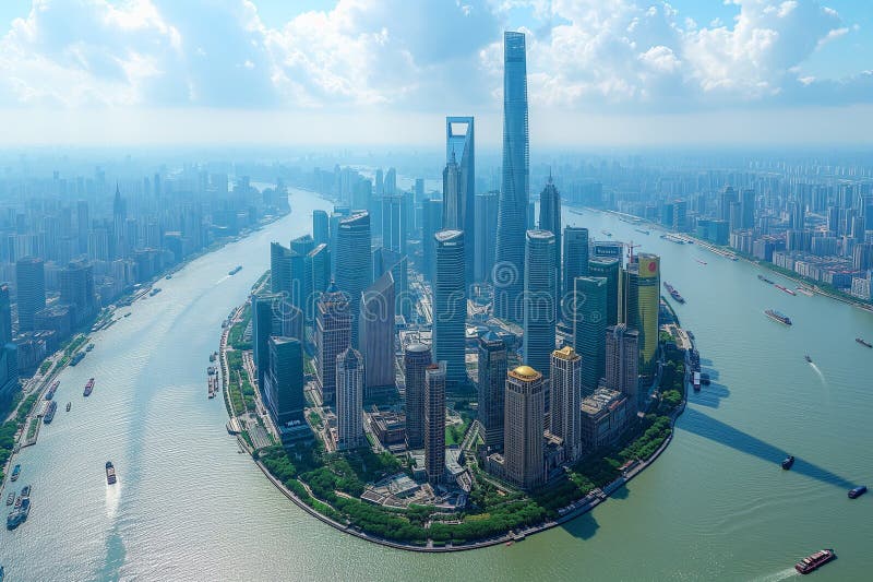 Modern City Skyscrapers at Noon Stock Illustration - Illustration of ...