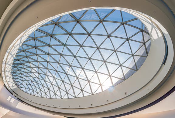 A Modern City Space Featuring a Circular Skylight with a Geometric ...