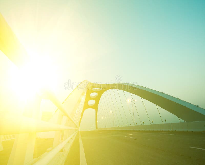 Modern City Steel Bridge Background at Night Stock Image - Image of ...