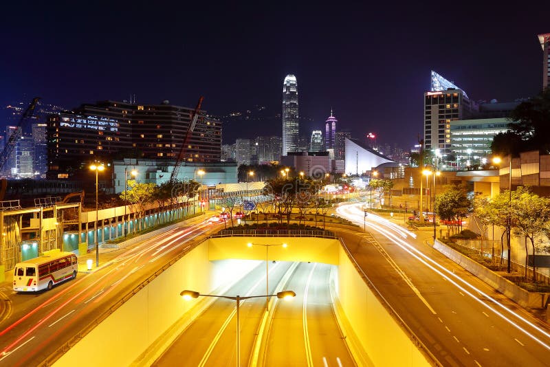 Modern City Traffic at Night Stock Image - Image of city, blur: 24296393