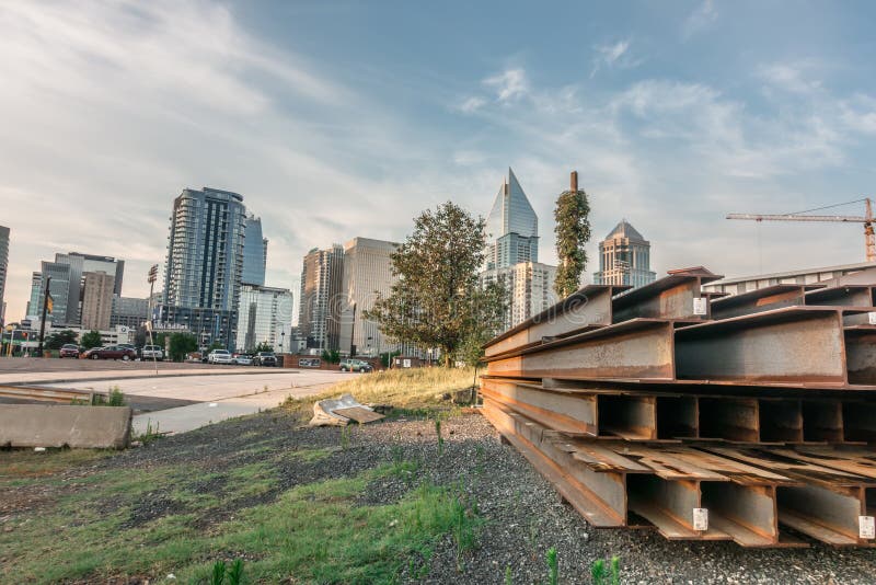 Modern City Under Construction in the Morning Editorial Stock Image ...