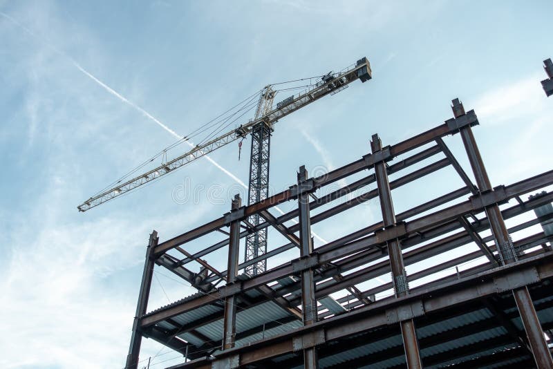 Modern City Under Construction in the Morning Stock Photo - Image of ...