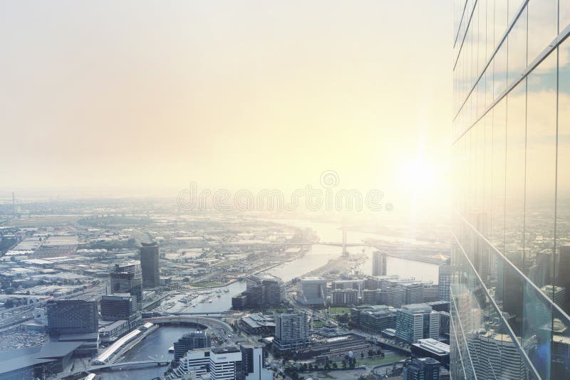 Modern city view stock photo. Image of skyscraper, center - 48690530