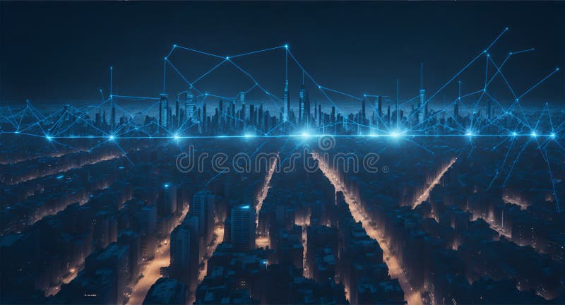 Modern City with Wireless Network Connection and City Scape Concept. Ai ...