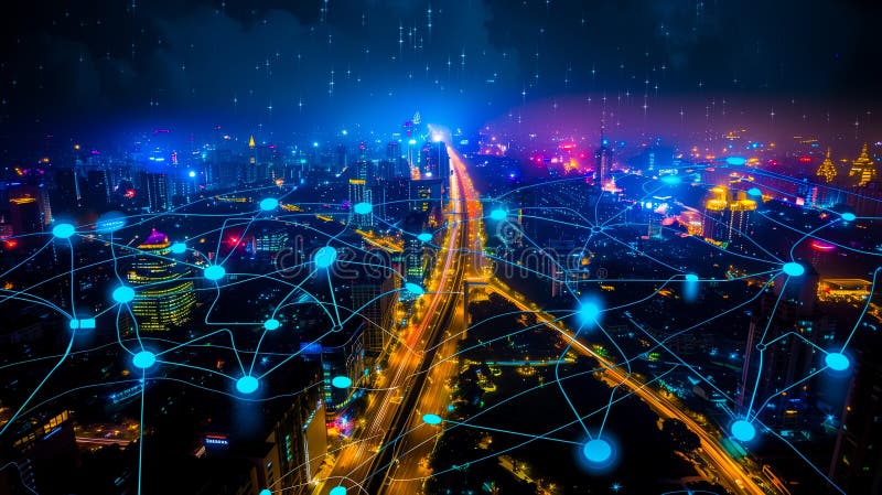 Modern City with Wireless Network Connection and City Scape Concept ...