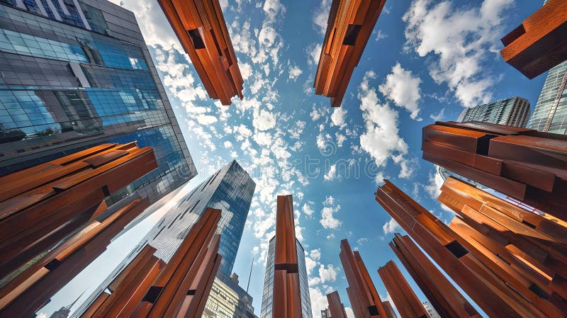 Modern Cityscape with Abstract Architectural Structures Under a Blue ...