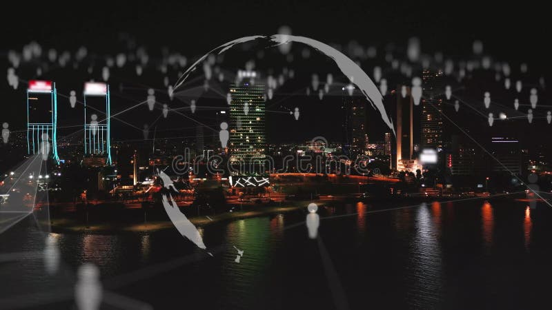 Modern Cityscape and Communication Network Concept. Telecommunication ...