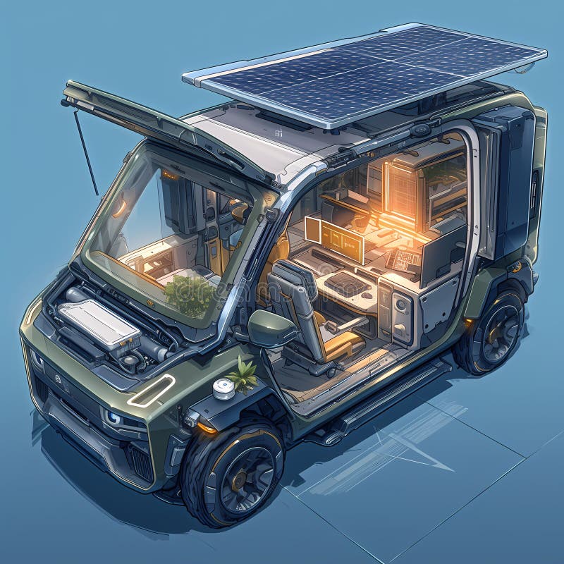 Modern Cityscape with Compact Modular Car Stock Illustration ...