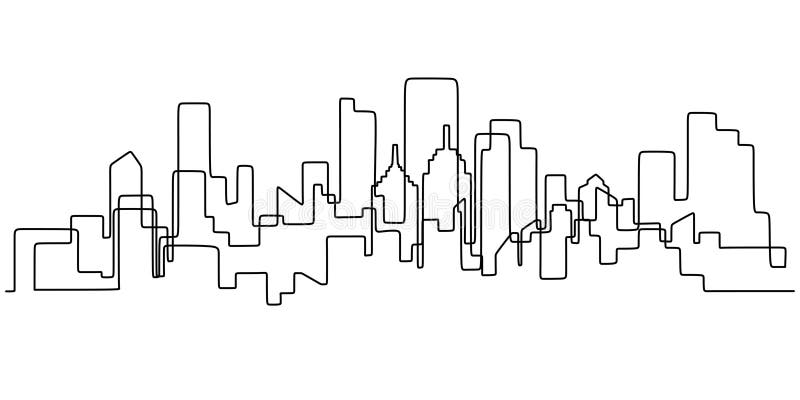 Modern Cityscape Continuous Line Drawing. Metropolis Architecture ...