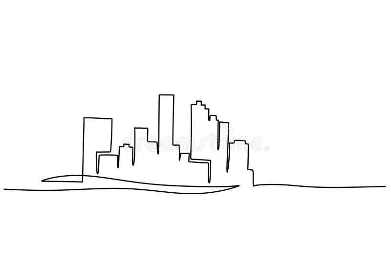 Modern Cityscape Continuous Line Drawing. Metropolis Architecture ...