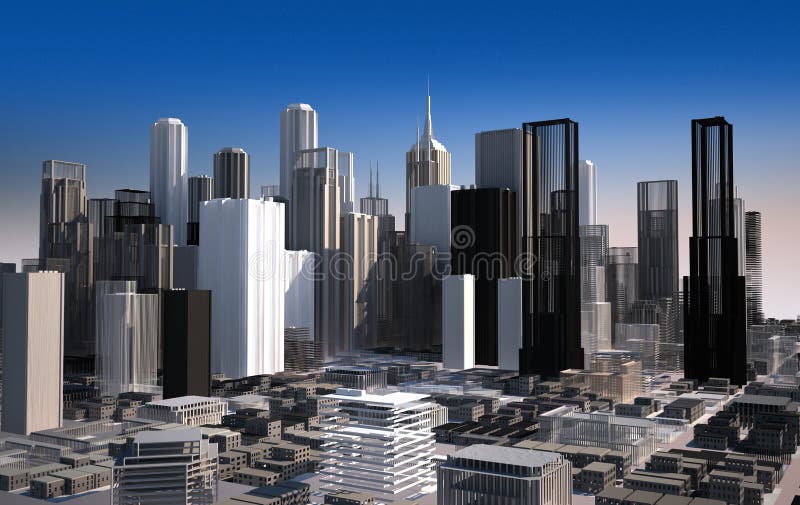 Modern Cityscape in Daylight. Close Up View Stock Illustration ...