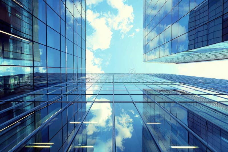 A Modern Cityscape Featuring a High-rise Building with Numerous Windows ...