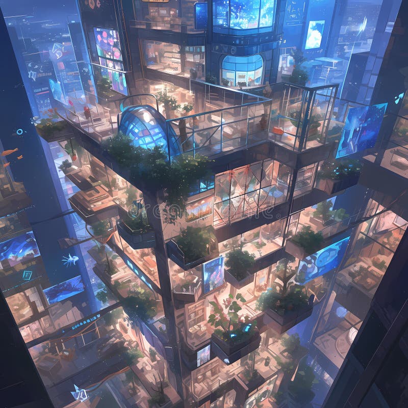 Modern Cityscape with Futuristic Architecture and Technology Stock ...