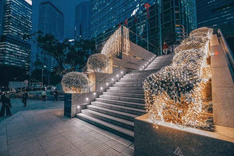 Modern Cityscape with Illuminated Office Buildings at Night Dec 27 2023 ...