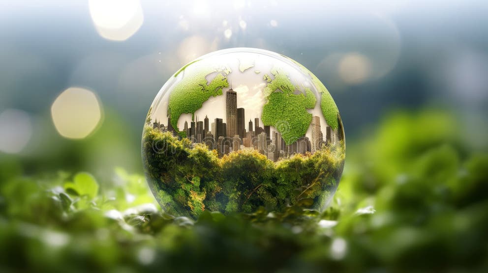 A Modern Cityscape Inside a Glass Sphere Generative AI Stock ...