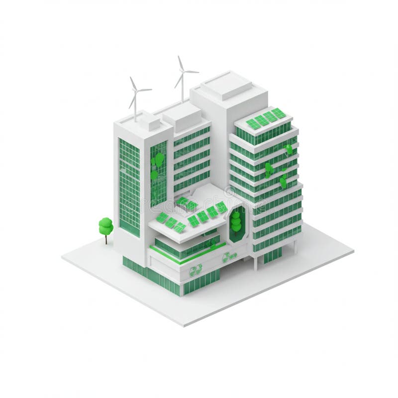 Modern Cityscape Model Featuring Eco-friendly Buildings. Structures are ...