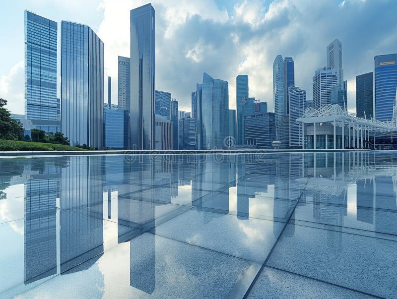 Modern Cityscape with Reflections Stock Image - Image of futuristic ...