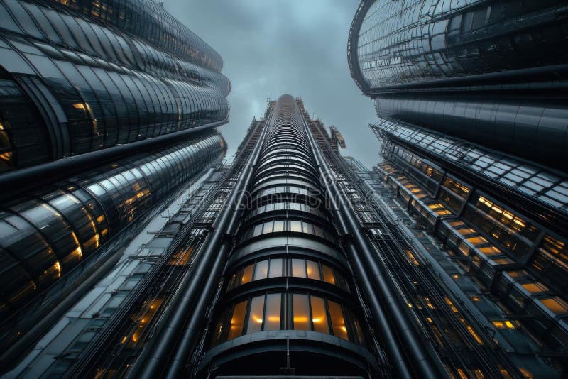 Modern Cityscape with Skyscrapers, Architecture, and Night Stock ...