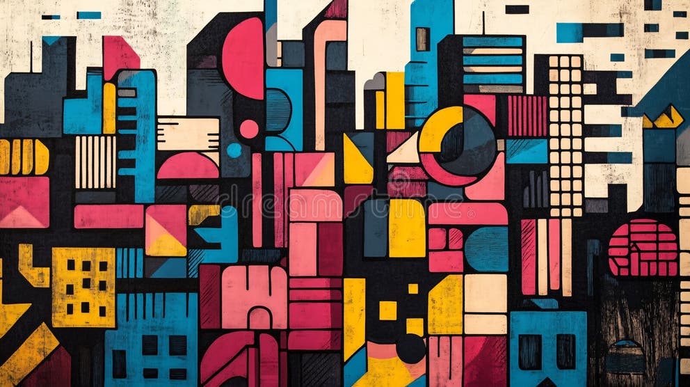 Modern Cityscape Sticker with Bold Design Elements for Urban Concept ...