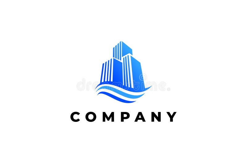 Modern Cityscape Three Building Real Estate Logo Stock Illustration ...