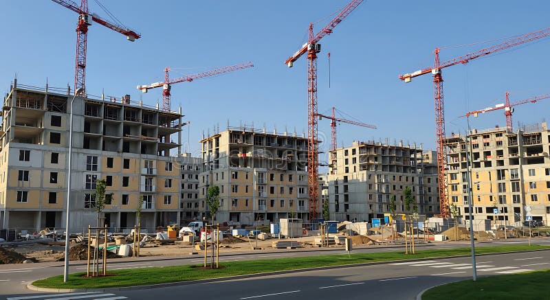 Modern Cityscape Under Construction Stock Photo - Image of apartment ...