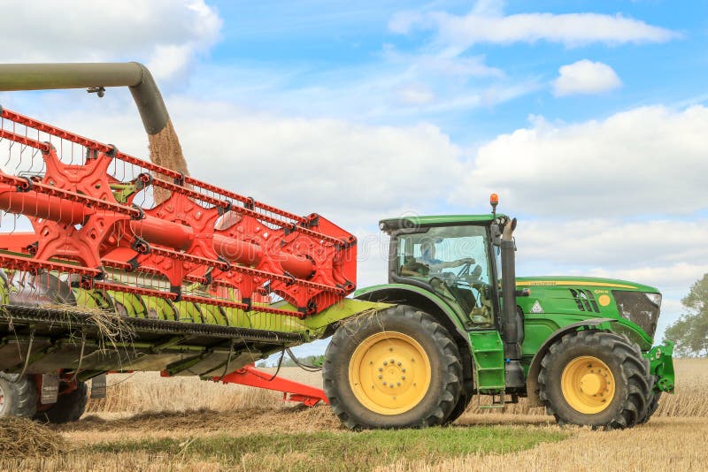 Modern Claas Combine Harvester with Header Up Cutting Crops Editorial ...