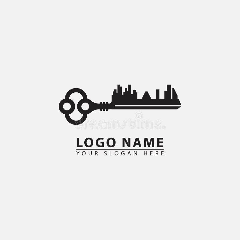 Modern Classic Building Key Logo Icon Stock Vector - Illustration of ...