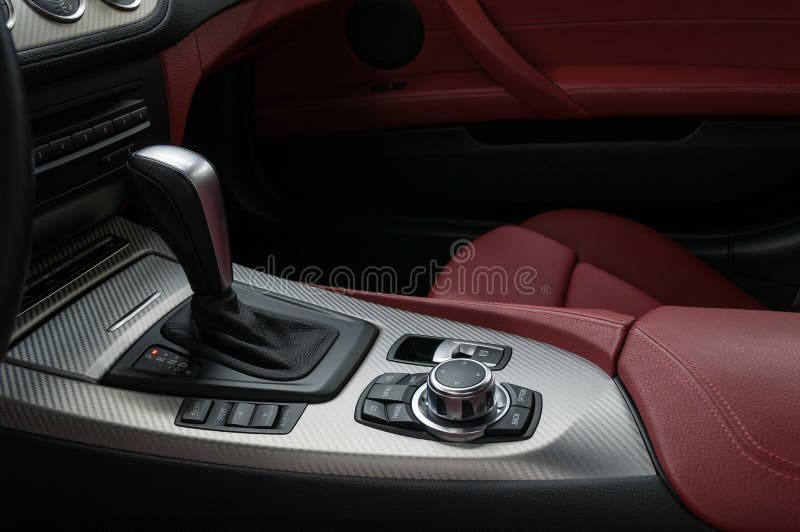 Modern Classic Car Interior. Automatic Transmission. View from Driver ...