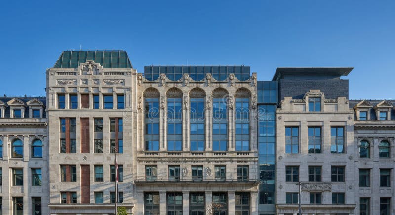 Modern and Classic Stone Building Facade in City Stock Illustration ...