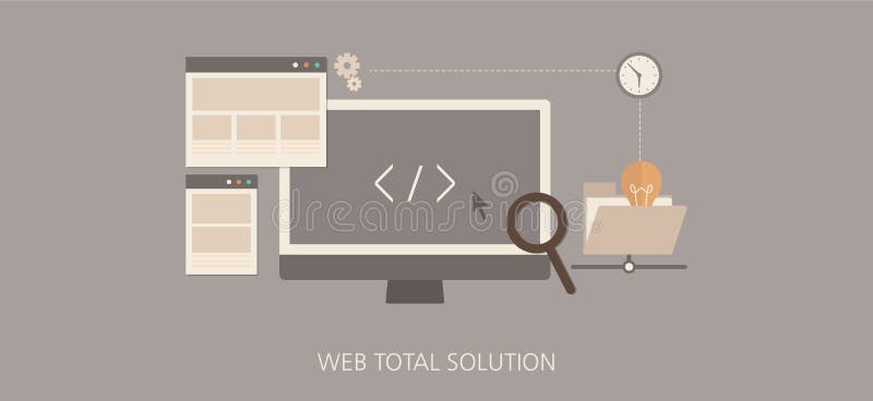 Modern and Classic Web Total Solution Flat Concept Icon Set Stock ...