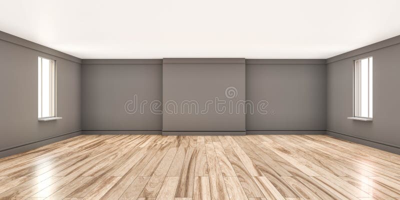 Modern Classic White Empty Studio with Wooden Floor 3d Render ...