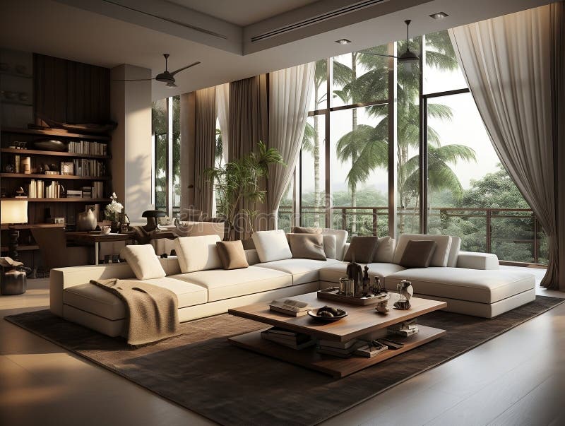 Modern Classical Home Interior Stock Illustration - Illustration of ...