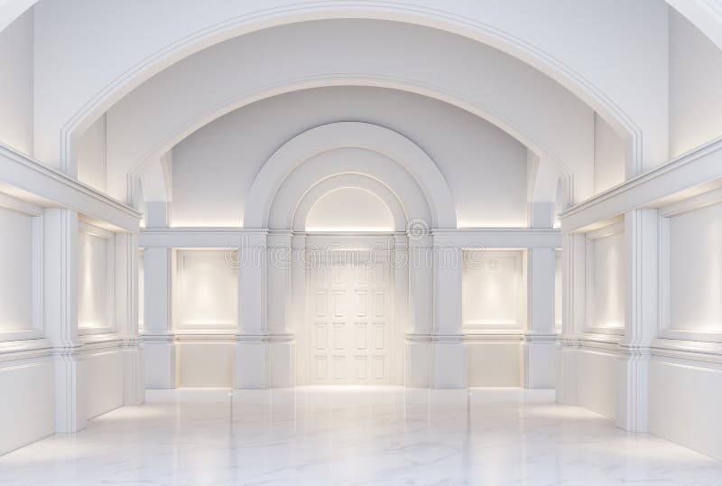 Modern Classical Style White Hall Background 3d Render Stock ...