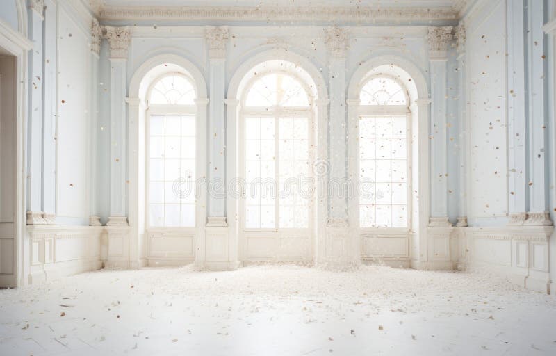 Modern Classical Style White Hall and Luxury Arch Door Background with ...