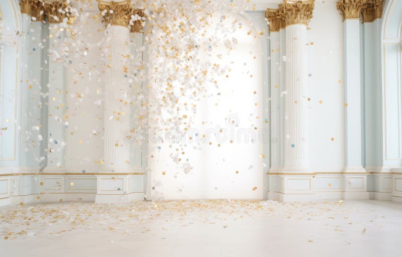 Modern Classical Style White Hall and Luxury Arch Door Background with ...