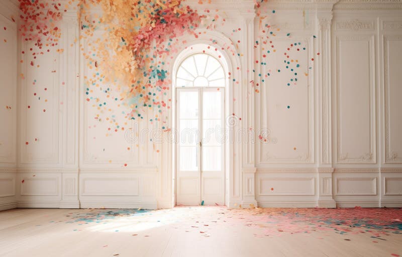 Modern Classical Style White Hall and Luxury Arch Door Background with ...