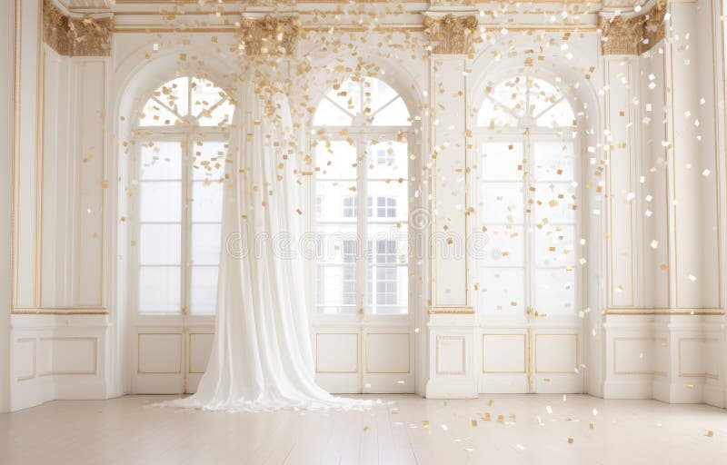 Modern Classical Style White Hall and Luxury Arch Door Background with ...