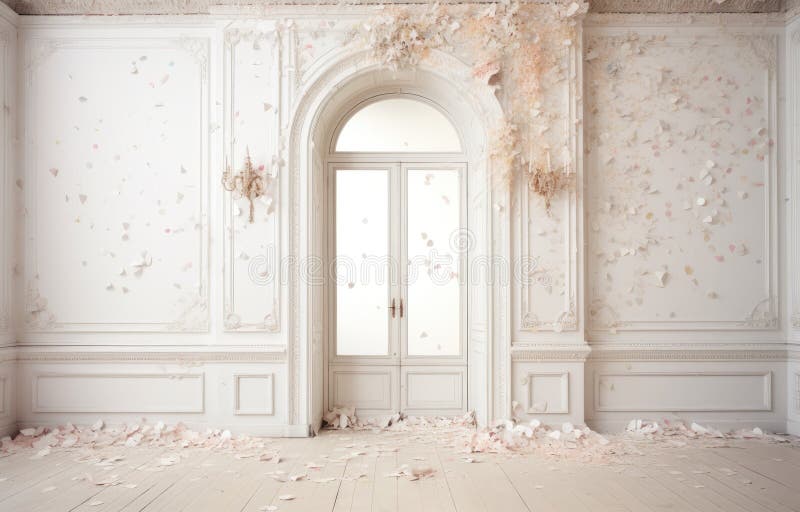 Modern Classical Style White Hall and Luxury Arch Door Background with ...